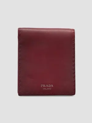 Prada Antiqued Leather Wallet - Red