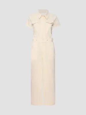 Good American Fit For Success Twill Palazzo Crop Jumpsuit - Ecru