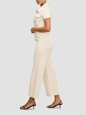 Good American Fit For Success Twill Palazzo Crop Jumpsuit