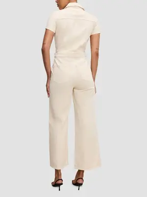 Good American Fit For Success Twill Palazzo Crop Jumpsuit