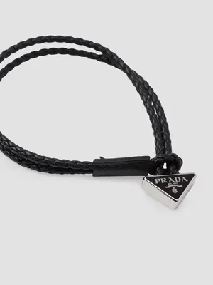 Prada Braided Nappa Leather Bracelet - Black
