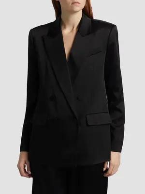 Simkhai Norah Satin Double-breasted Blazer