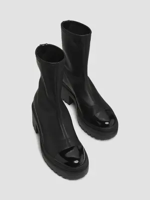 GIUSEPPE ZANOTTI Leather Cap-toe Platform Ankle Boots