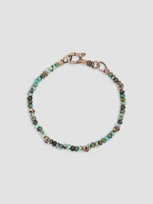 John Varvatos Mercer Turquoise & Skull Beaded Bracelet - Brass