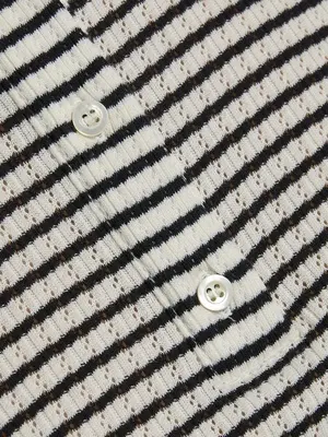 FRAME The Pointelle Striped Knit Polo Shirt