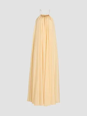 Zimmermann Aster Gathered Bead Silk Maxi Dress - Cream