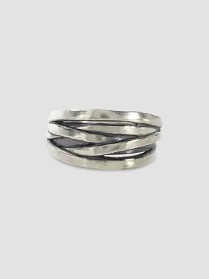 John Varvatos Wrap Sterling Crisscross Ring - Silver