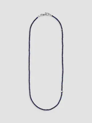 John Varvatos Skull Sterling & Lapis Beaded Necklace - Silver