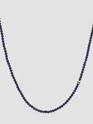 John Varvatos Skull Sterling & Lapis Beaded Necklace