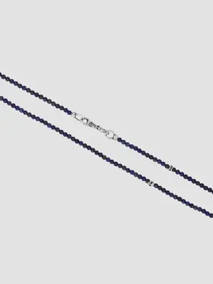 John Varvatos Skull Sterling & Lapis Beaded Necklace