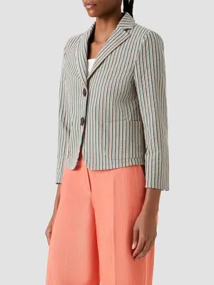 Akris Seersucker Stripe Stretch-cotton Blazer