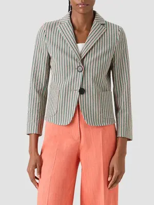 Akris Seersucker Stripe Stretch-cotton Blazer