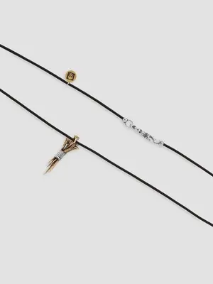 John Varvatos Nail Sterling Silver, Leather & Goldtone Pendant Necklace