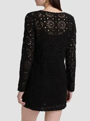 FRAME Crochet Cotton Sheath Minidress