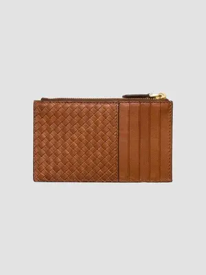 Prada Woven Madras Leather Card Holder