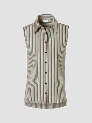 Akris Seersucker Striped Cotton Blouse