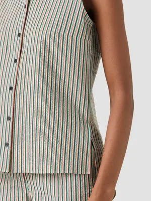 Akris Seersucker Striped Cotton Blouse