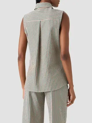 Akris Seersucker Striped Cotton Blouse
