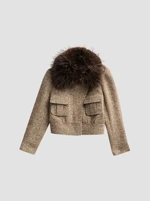 Zimmermann Valiant Faux Fur Collar Biker Jacket
