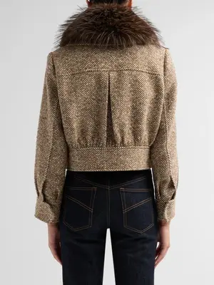 Zimmermann Valiant Faux Fur Collar Biker Jacket
