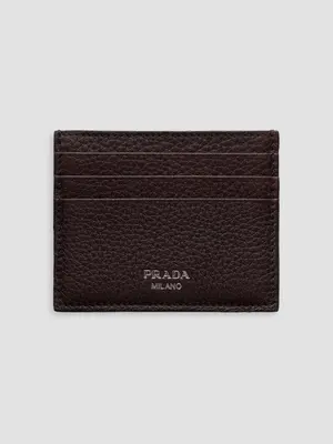 Prada Leather Card Holder - Brown