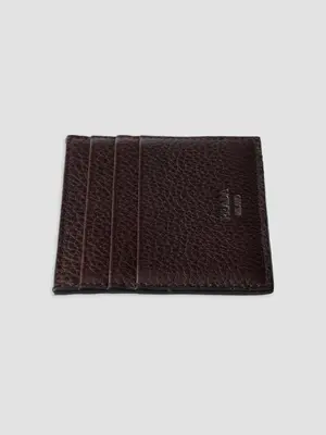Prada Leather Card Holder - Brown