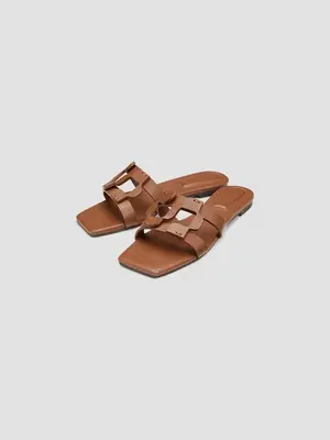 Simkhai Monogram Leather Flat Slides