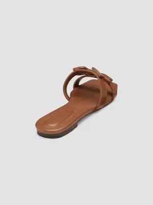 Simkhai Monogram Leather Flat Slides