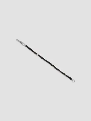 John Varvatos Skull Sterling & Lava Stone Beaded Bracelet