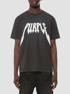 PURPLE BRAND Logo Textured Cotton Jersey T-shirt - Black