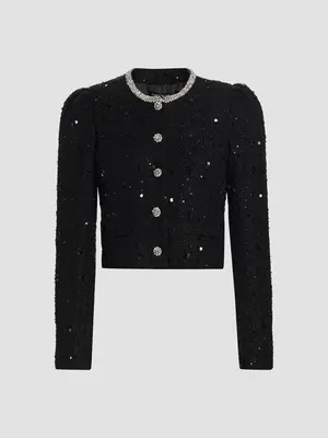 Generation Love Chiara Crystal-embellished Tweed Jacket - Black