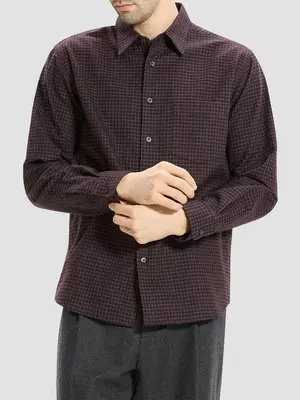Theory Woods Check Weekend Shirt - Deep Eggplant Multi