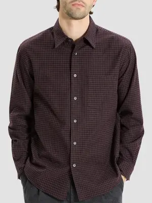 Theory Woods Check Weekend Shirt - Deep Eggplant Multi