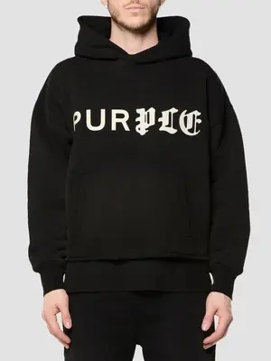 PURPLE BRAND Logo Cotton Fleece Heavyweight Hoodie - Black