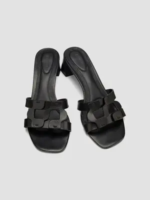 Simkhai Monogram 50mm Leather Block-heel Sandals - Black