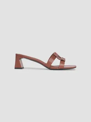 Simkhai Monogram 50mm Leather Block-heel Sandals - Sable