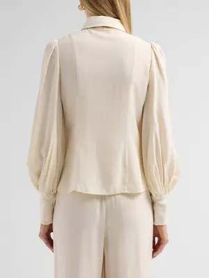 Zimmermann Utility Printed Tieneck Blouse