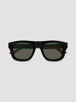 Gucci New Pop Web 52mm Square Sunglasses - Black