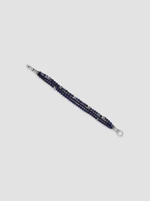 John Varvatos Skull Sterling Lapis Lazuli & Sodalite Triple-strand Beaded Bracelet