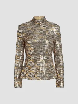 Rosetta Getty Bauhuas Mesh Sequined Top
