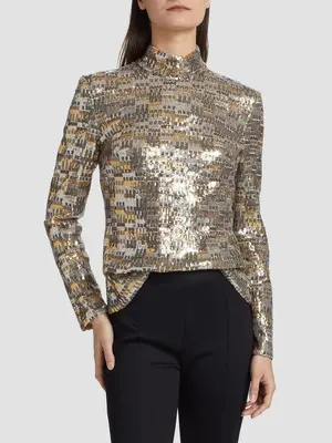Rosetta Getty Bauhuas Mesh Sequined Top