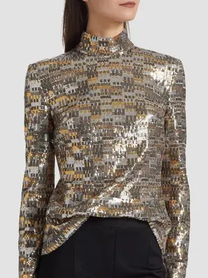 Rosetta Getty Bauhuas Mesh Sequined Top