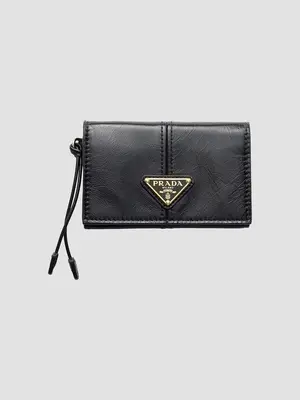 Prada Leather Card Holder With Flap