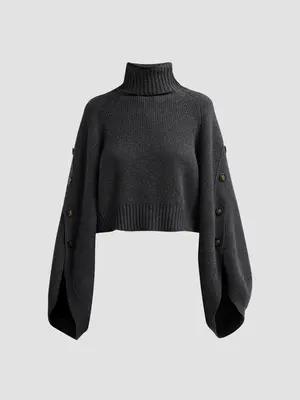 Zimmermann Valiant Buttoned Wool Sweater - Graphite