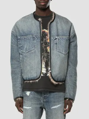 PURPLE BRAND Reversible Faux Fur & Denim Jacket - Blue