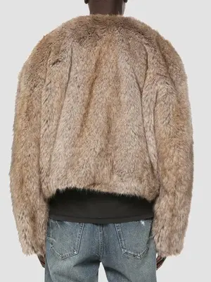 PURPLE BRAND Reversible Faux Fur & Denim Jacket