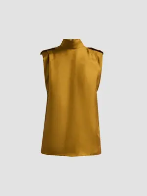 Zimmermann Silk Sleeveless Tuck Blouse - Chartreuse