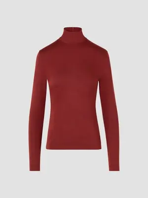 Akris Mock Neck Turtleneck Jersey Top Copper