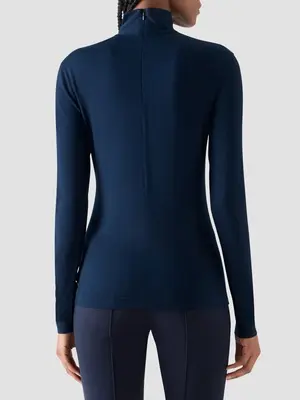 Akris Mock Neck Turtleneck Jersey Top - Navy
