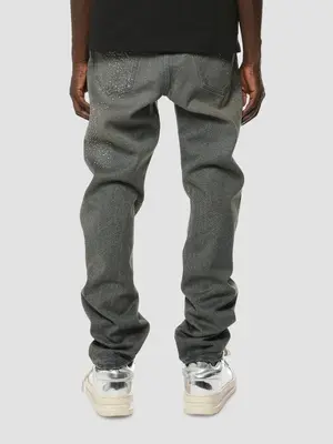 PURPLE BRAND Dirty Wash Cosmos Rhinestone Stacked Jeans